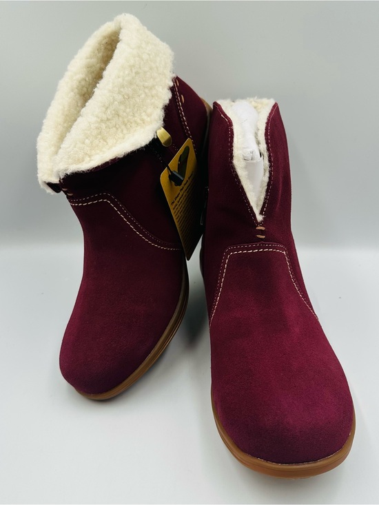 Spenco | Shoes | Spenco Sun Valley Boot Burgundy Leather Zip Faux Fur ...